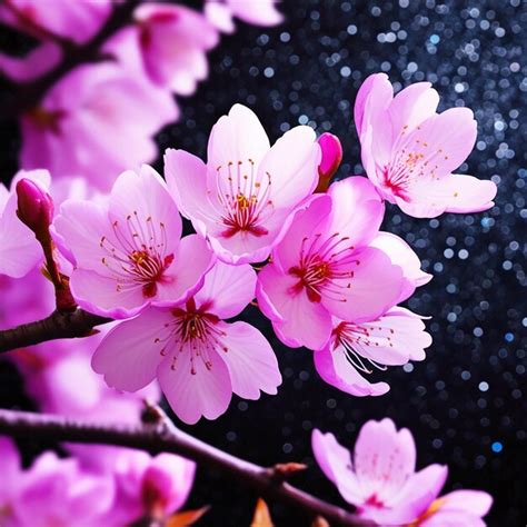 A Brightly Lit Closeup Of Purple Cherry Blossoms Premium Ai Generated