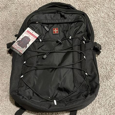 Swiss Tech Bags Swiss Tech Golden Tri Black Backpack With Bungee