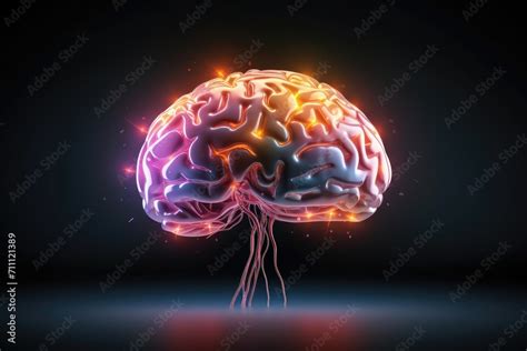 Colorful Vivid Motley Human Brain Anatomy Cerebral Structures Cerebrum Frontal Parietal