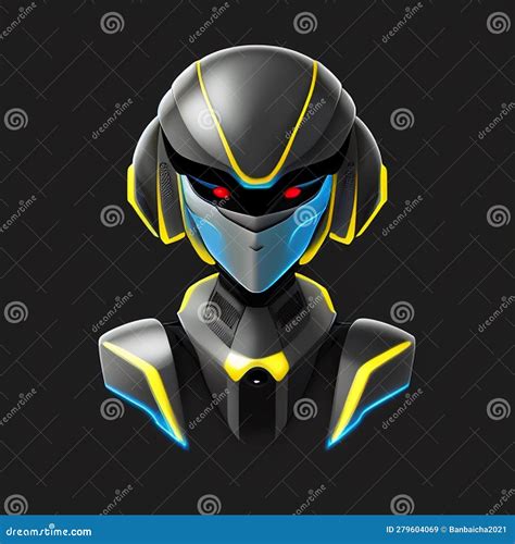 Robot Working With A Laptop In Front Of A Binary Code Background Stock Illustration