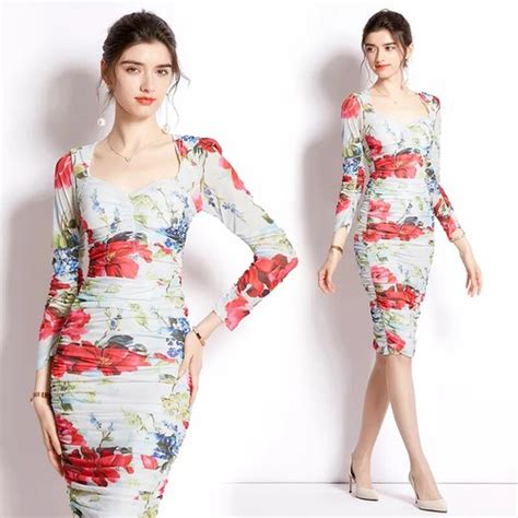 Robe Fourreau Robe Femme Élégant Genou Dos Nu Céleste Motif à Fleurs 13726 Ebay