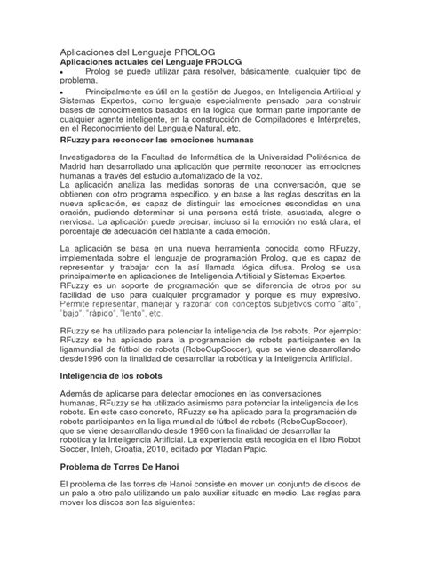 Aplicaciones Del Lenguaje Prolog Pdf Lenguaje De Programación