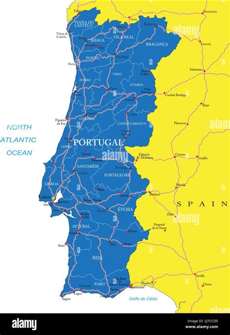 Highly Detailed Vector Map Of Portugal With Administrative Regionsmain