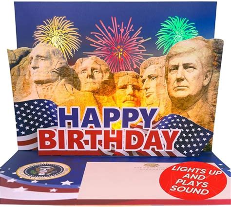 President Trump Mount Rushmore Talking Birthday Card With Authentic Vo