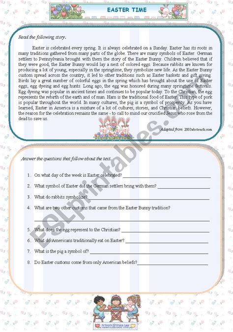 Easter Time Esl Worksheet By Abatista