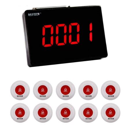 Daytech 10 Piece Call Button Restaurant Staff Pager System 300m Long
