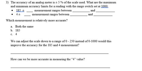 The Accuracy Of An Analog Meter Is Of The Chegg Com