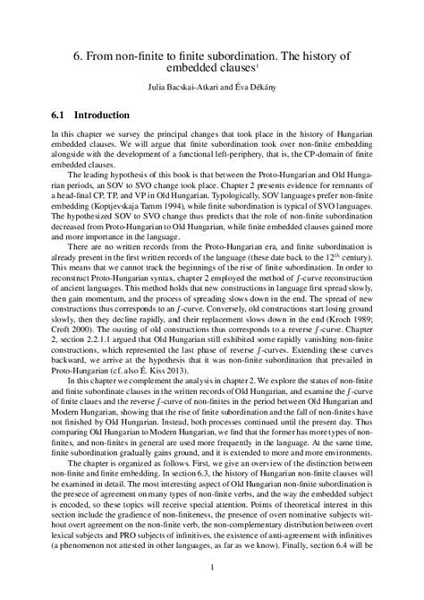 Pdf From Non Finite To Finite Subordination The History Of Embedded