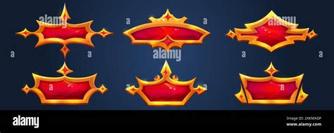 Gold Medieval Ui Button Frame For Fantasy Rpg Game Metal Title Border Element Red Horizontal