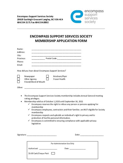 Fillable Online Encompass Support Services Society Counseling Agency