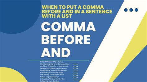 When To Put A Comma Before And In A Sentence With A List