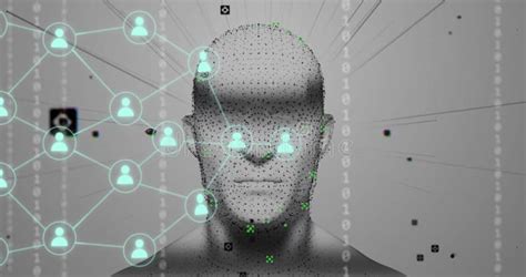 Image Of Network Of Connections With Icons Over Binary Coding And