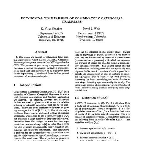 Polynomial Time Parsing Of Combinatory Categorial Grammars Acl Anthology