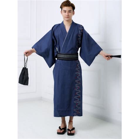Kimono Traditionnel Bleu Motif Serpenté Livraison Gratuite Kotonaru