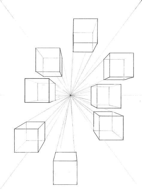 One Point Perspective Boxes This Exercise Introduced The Idea And