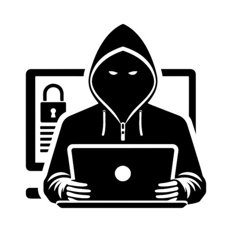 Hacker Vector Computer Hacker With Laptop Icon Silhouette Illustration Premium Ai Generated Vector
