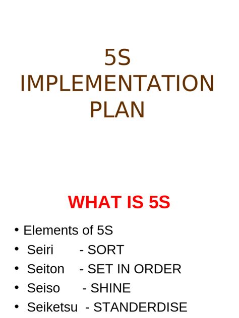5s Implementation Plan At Pplp Pdf