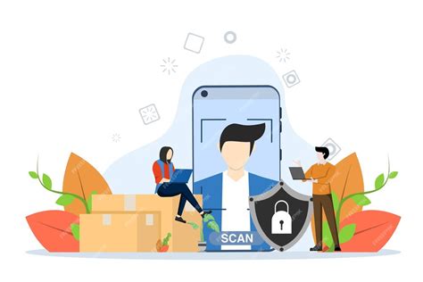 Premium Vector Face Recognition Technology Vector Illustration With Mobile App And Face