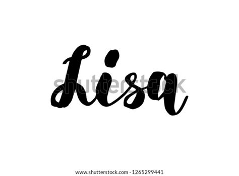 Female Name Lisa Handwritten Lettering Black Vector De Stock Libre De