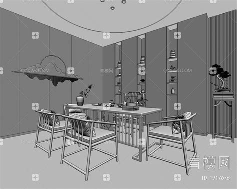 【茶室3d模型】 Vr新中式日式有灯光有贴图max2016茶室3d模型下载 Id1917676 免费3dmax模型库 青模3d模型网