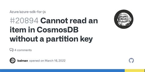 Cannot Read An Item In Cosmosdb Without A Partition Key · Issue 20894