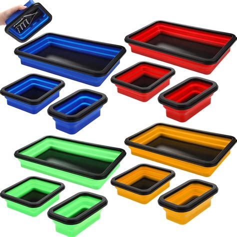 Burbell 12 Pcs Collapsible Magnetic Parts Tray Set Foldable