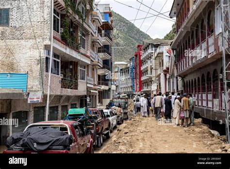 Swat Bahrain Main Bazaar Situation After Heavy Flood In River Swat