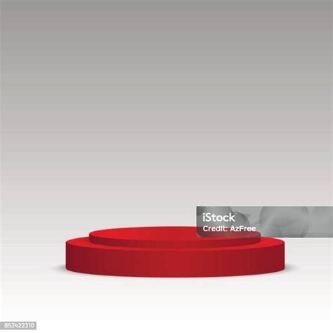 연단은 빨간색 주 춧 대입니다 장면입니다 벡터 일러스트 레이 션 3d 3차원 형태에 대한 스톡 벡터 아트 및 기타 이미지 3차원 형태 Exhibition Match