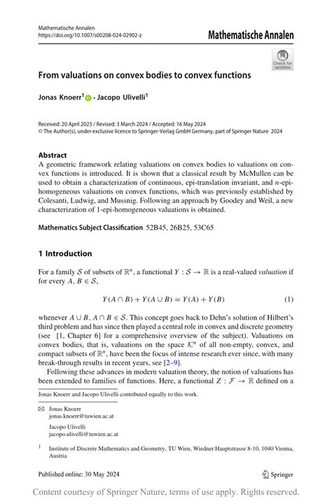 From Valuations On Convex Bodies To Convex Functions Request Pdf