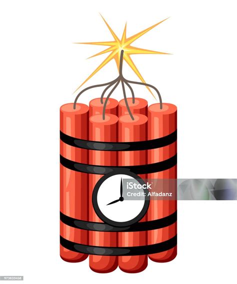 시계와 다이나마이트 시간 폭탄 폭발 준비가입니다 만화 스타일 디자인입니다 벡터 그림을 흰색 배경에 고립입니다 웹 사이트 페이지 및 모바일 애플 리 케이 션 디자인 공격성에