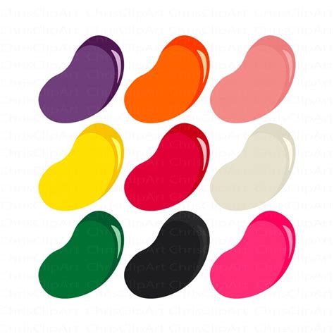 Jelly Bean Clipart 9 Colors Candy Graphic Bundle Digital Download