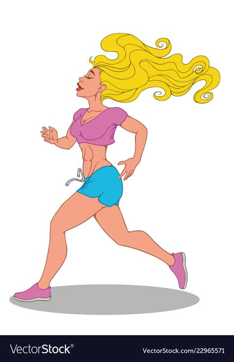 Beautiful Sexy Athletic Blonde Running Over White Vector Image