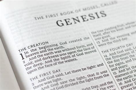 Open Holy Bible Book Of Genesis The Creation Of God Jesus Christ