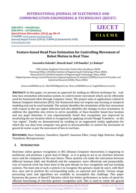 Feature Based Head Pose Estimation For Controlling Movement Of Pdf