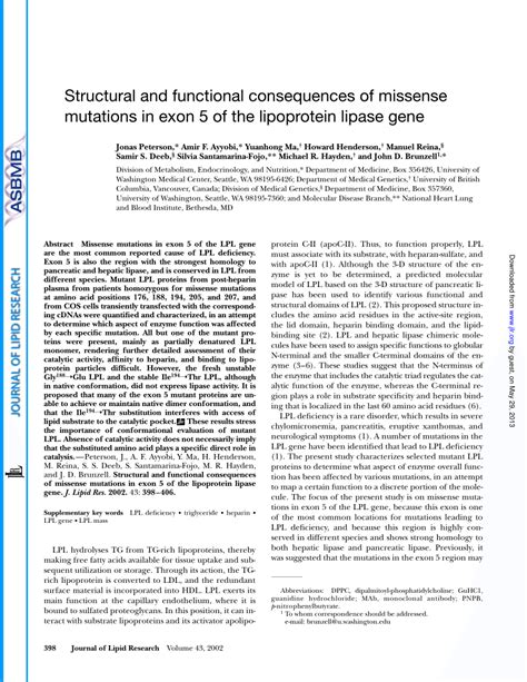 Pdf Structural And Functional Consequences Of Missense Mutations In