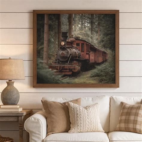 Vintage Steam Train Art Print Rustic Railroad Adventure Travel