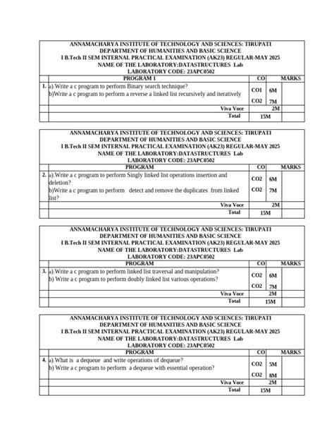 I Ii Ds Interna Lab Question Paper Pdf Algorithms Computer