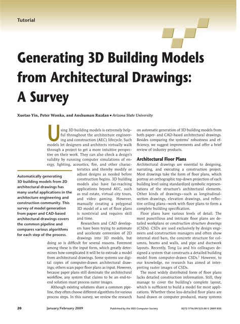 pdf generating 3d building models from architectural drawings a survey
