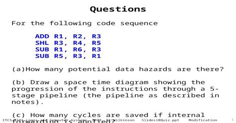 Pptx 1 Questions For The Following Code Sequence Add R1 R2 R3 Shl