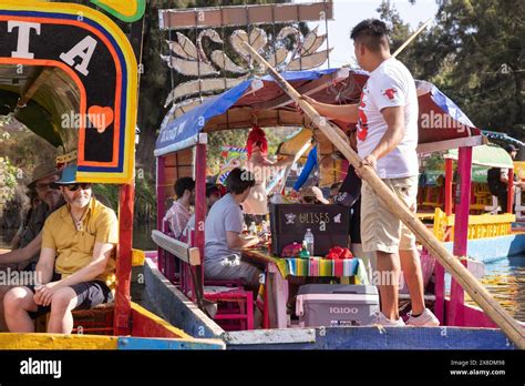 Xochimilco Mexico Colourful Boats On The Xochimilco Floating Gardens