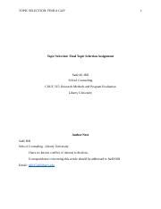 Hill S Topic Selection Docx Topic Selection Find A Gap 1 Topic