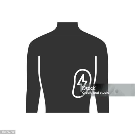 아픈 비장 문말 아이콘입니다 아픈 인간의 장기 사람들 질병 건강에 해로운 림프계 아픈 내부 신체 부위 면역 체계 실루엣 기호입니다 음수 공간입니다 벡터 절연 그림 개념에