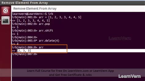 remove eliment from array in ruby youtube