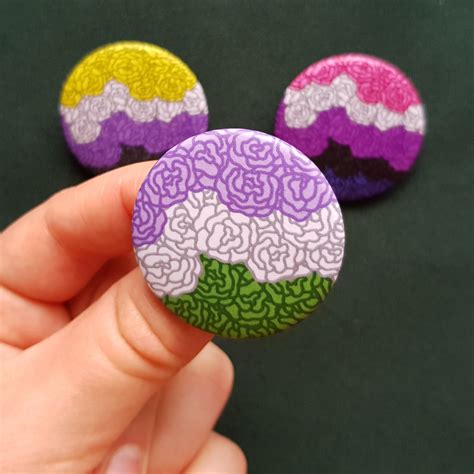 Flower Pride Flag Button Nonbinary Genderfluid Etsy