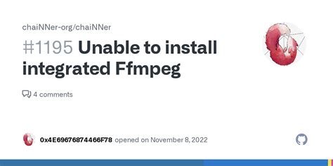 unable to install integrated ffmpeg · issue 1195 · chainner org