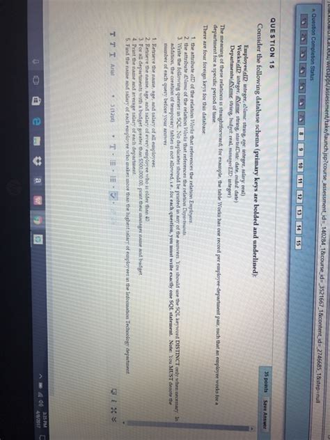 Solved Consider The Following Database Schema Primary Keys