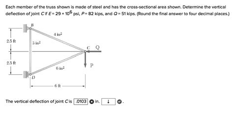 Solved Each Member Of The Truss Shown Is Made Of Steel And Has The Cross Sectional Area Shown