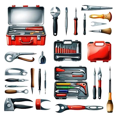 Toolkit Vector Set White Background Isolated A High Quality Premium