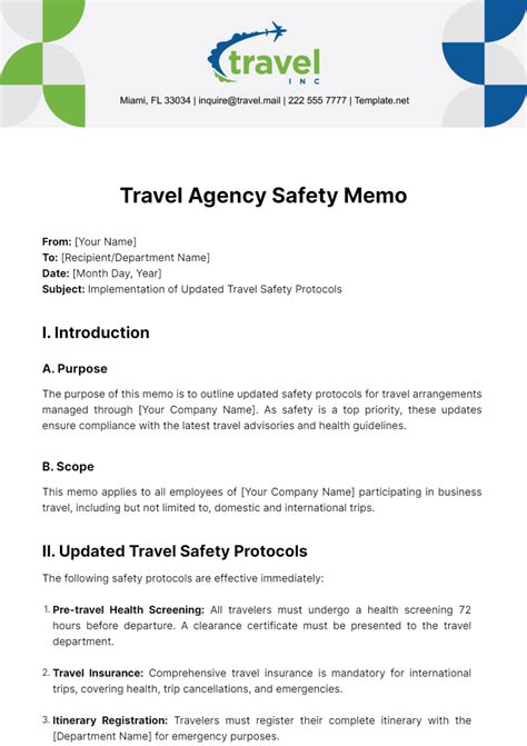 Free Travel Agency Safety Memo Template To Edit Online