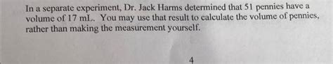 6 Calculate The Volume Of 1 Penny Using The Chegg Com